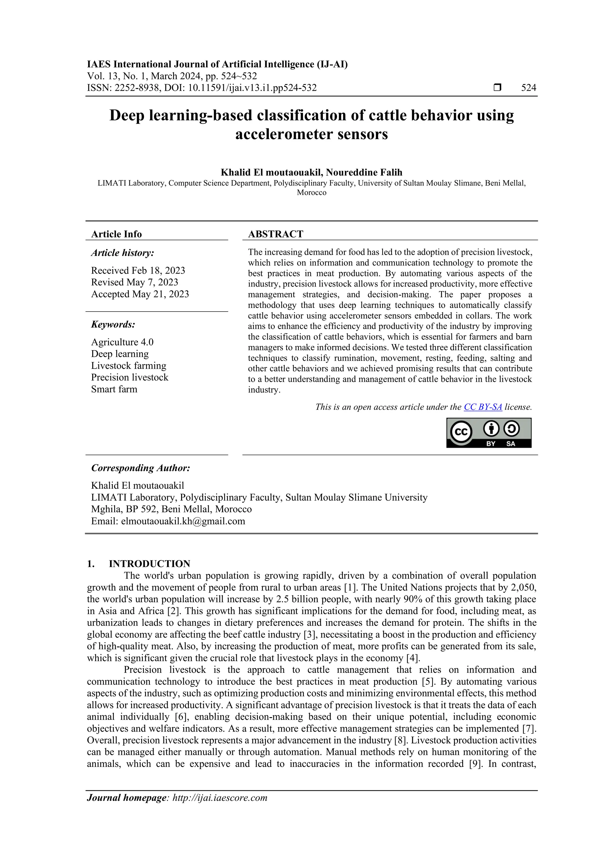 Deep learning-based classification of cattle behavior using ...