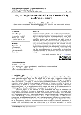 Deep learning-based classification of cattle behavior using accelerometer sensors | PDF