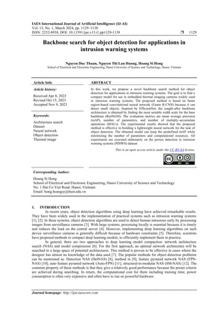 Backbone search for object detection for applications in intrusion warning systems | PDF