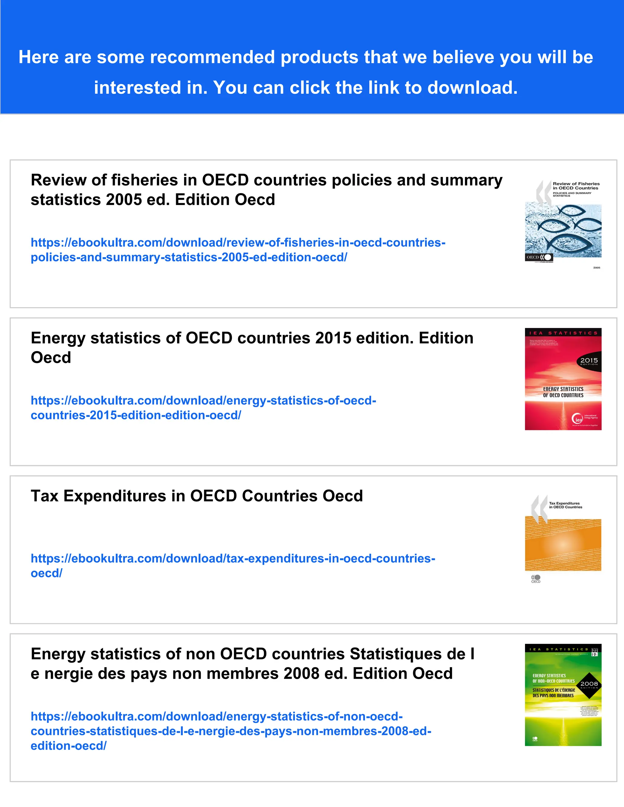 Review of fisheries in OECD countries policies and summary statistics ...