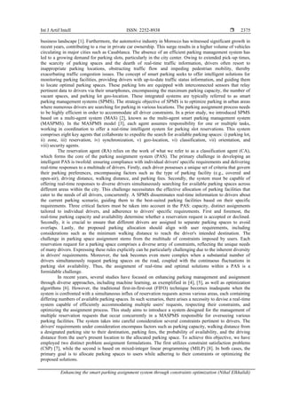 Enhancing the smart parking assignment system through constraints optimization | PDF