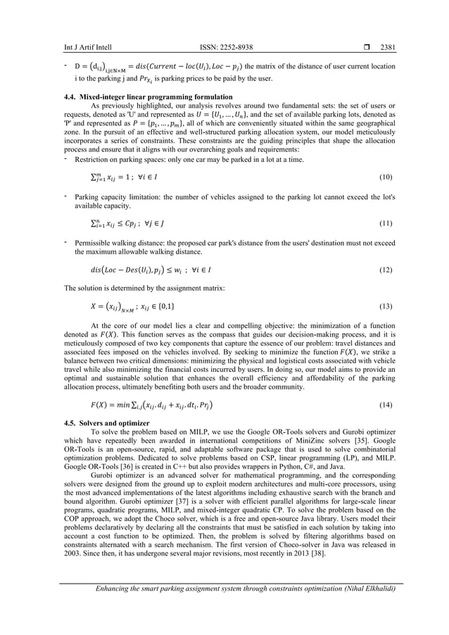Enhancing the smart parking assignment system through constraints optimization | PDF
