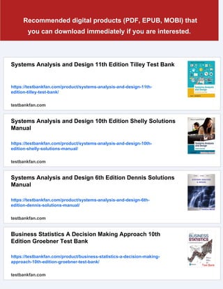 Systems Analysis and Design 11th Edition Tilley Solutions Manual | PDF