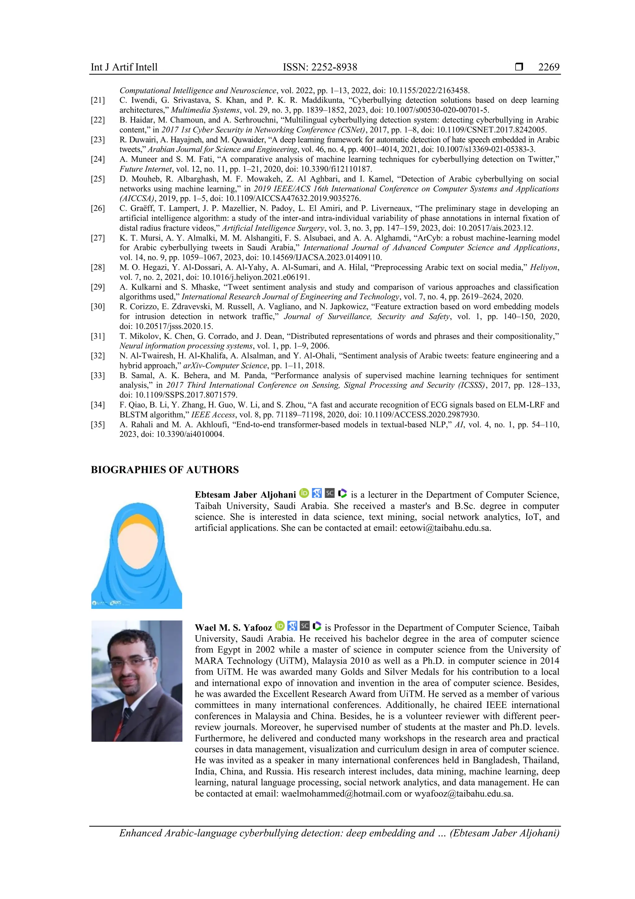 Enhanced Arabic-language cyberbullying detection: deep embedding and ...