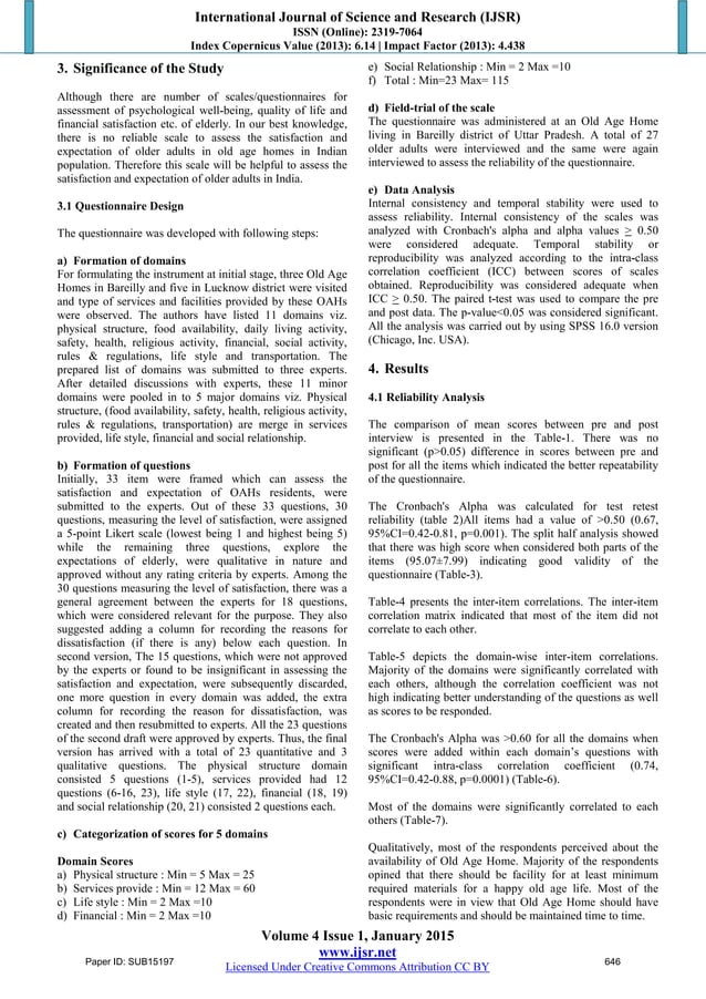 SATISFACTION AND EXPECTATION SCALE FOR OLDER ADULTS | PDF
