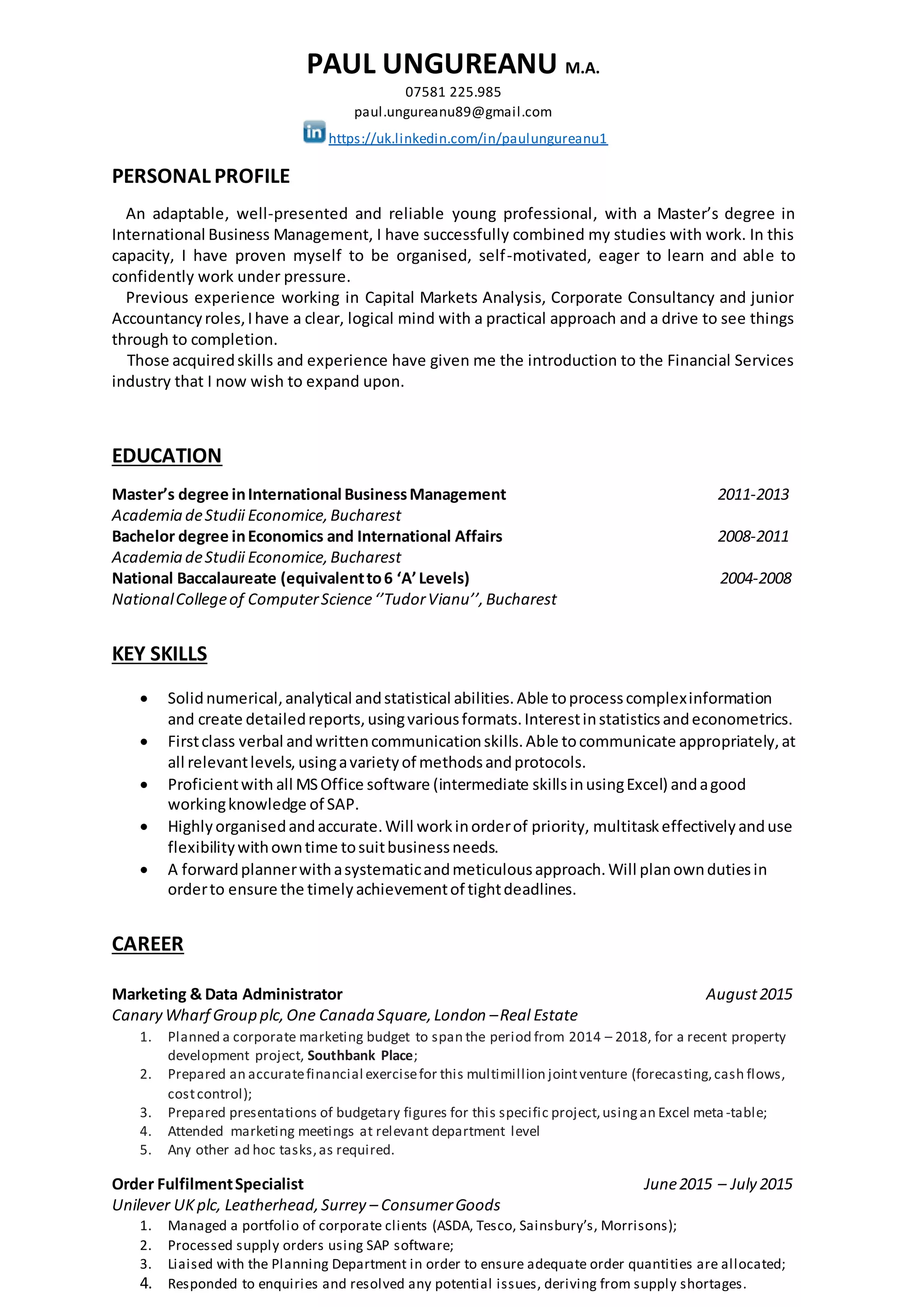 CV - Paul Ungureanu. | DOCX