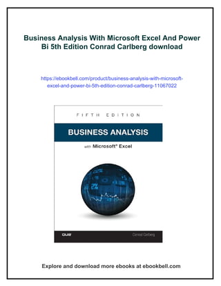 Business Analysis With Microsoft Excel And Power Bi 5th Edition Conrad ...