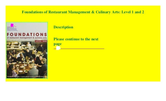 Foundations of Restaurant Management & Culinary Arts: Level 1 and 2 ...