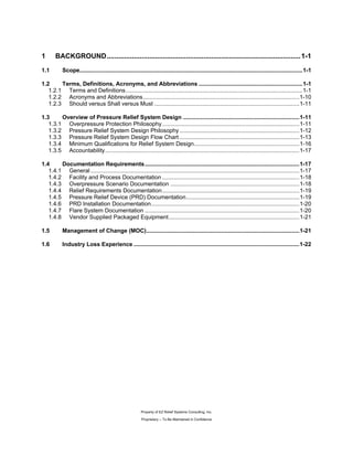 Relief System Design Guide Table of Contents | PDF