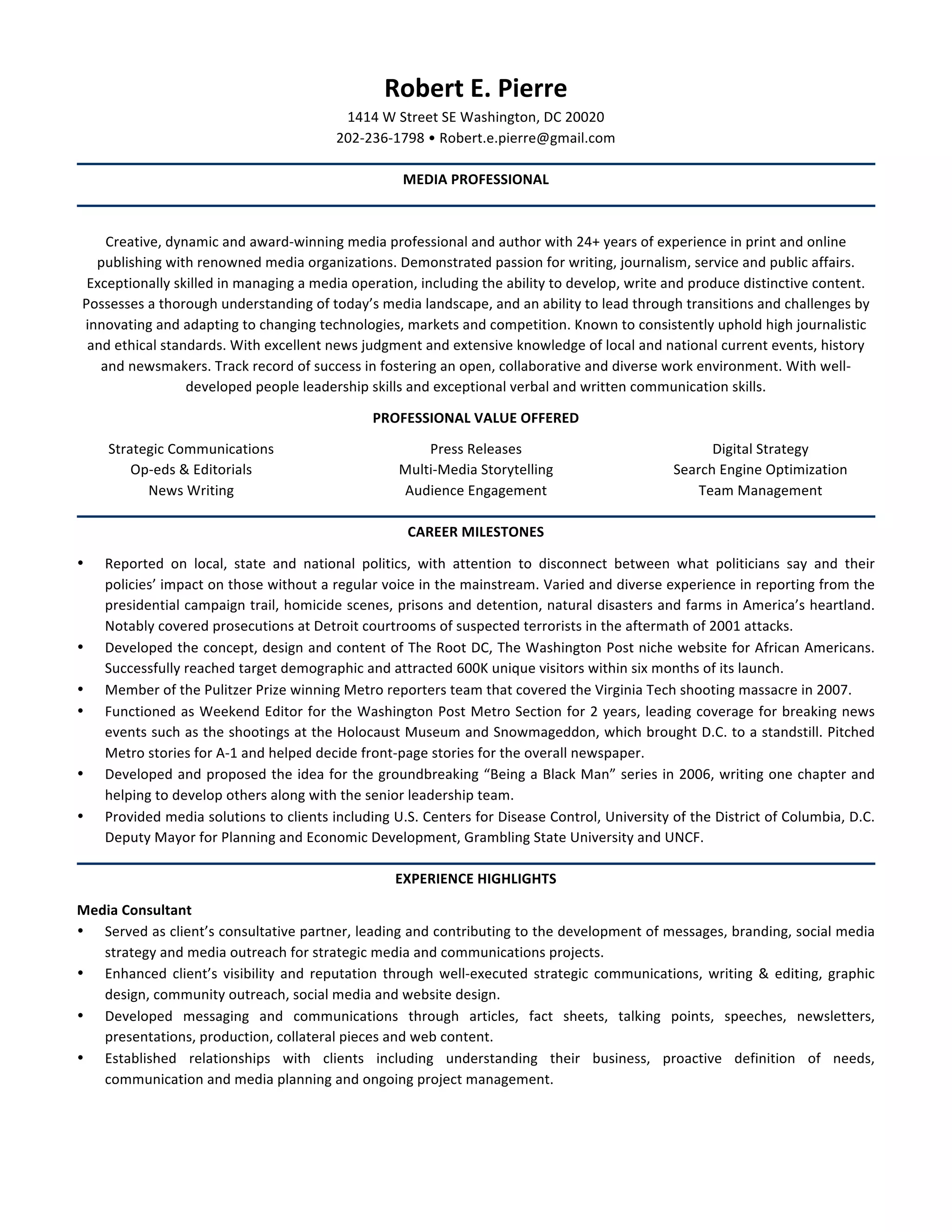 Robert Pierre - Resume | PDF