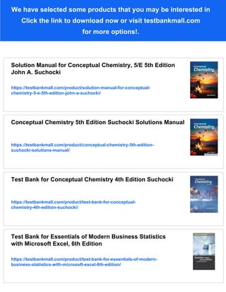 Test Bank for Conceptual Chemistry, 5/E 5th Edition John A. Suchocki | PDF