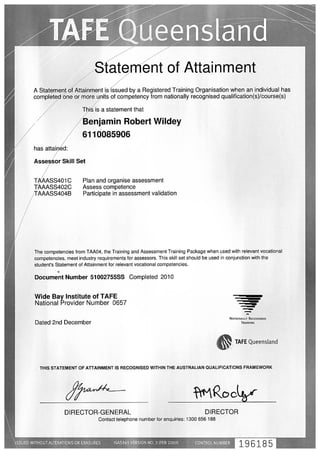 Certificate IV in Training and Assessment TAA40104 TAFE Transcript P2 | PDF