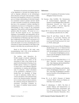 Articulating the Foundations of Philippine K to 12 Curriculum: Learner-Centeredness | PDF