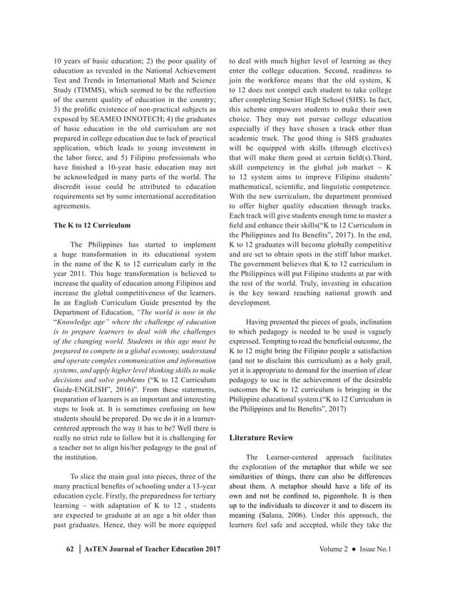Articulating the Foundations of Philippine K to 12 Curriculum: Learner-Centeredness | PDF ...
