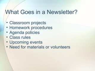 Creating a Classroom Newsletter | PPT