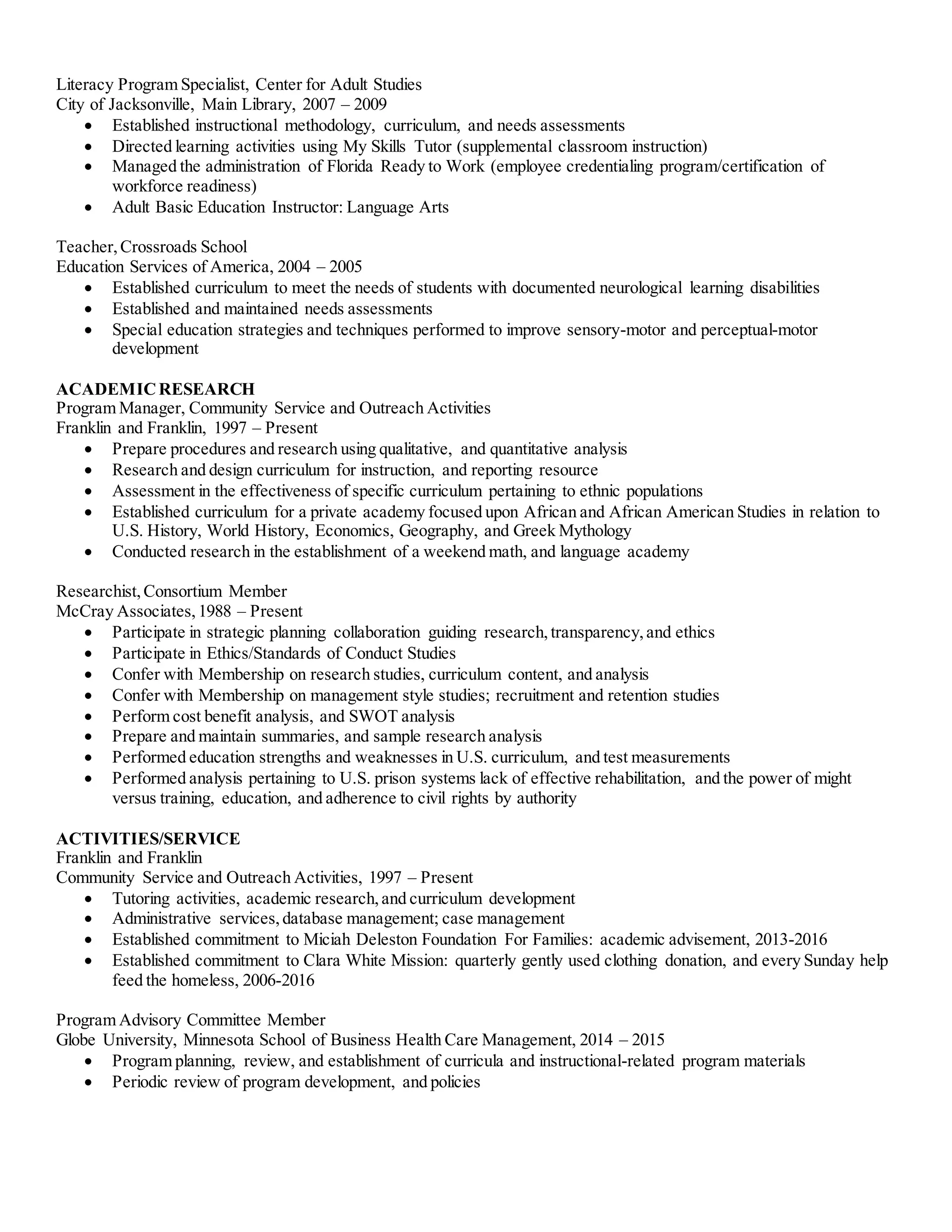 CV and Federal Service 'et al' | DOCX