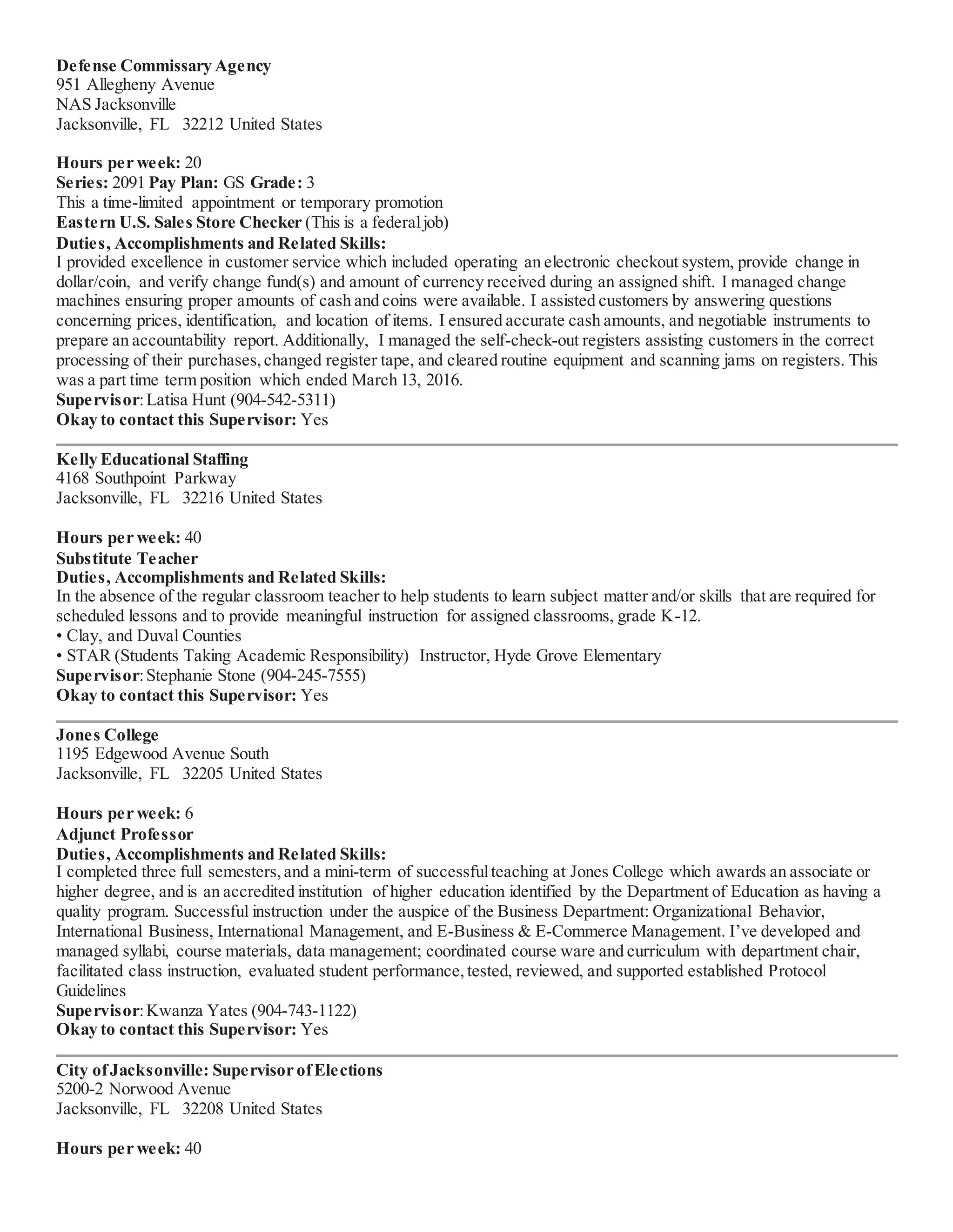 CV and Federal Service 'et al' | DOCX