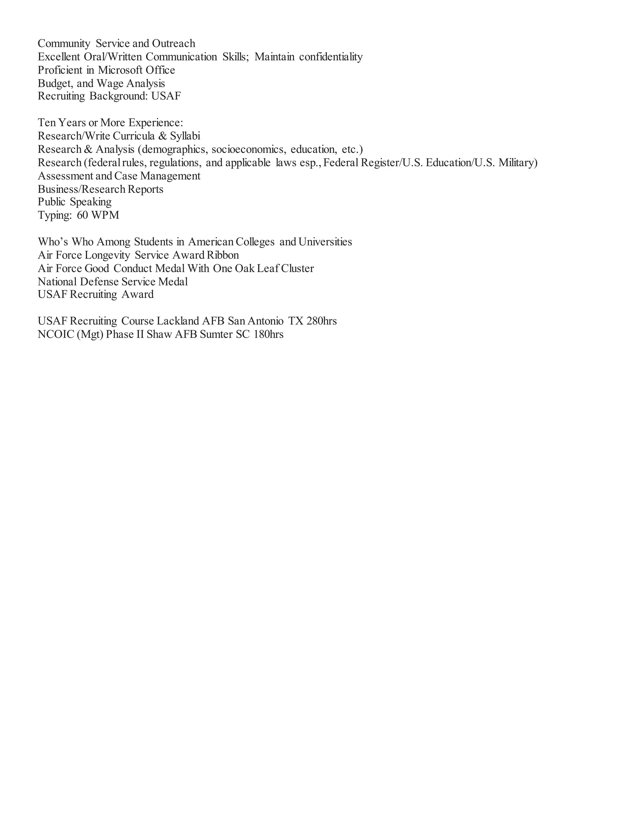 CV and Federal Service 'et al' | DOCX