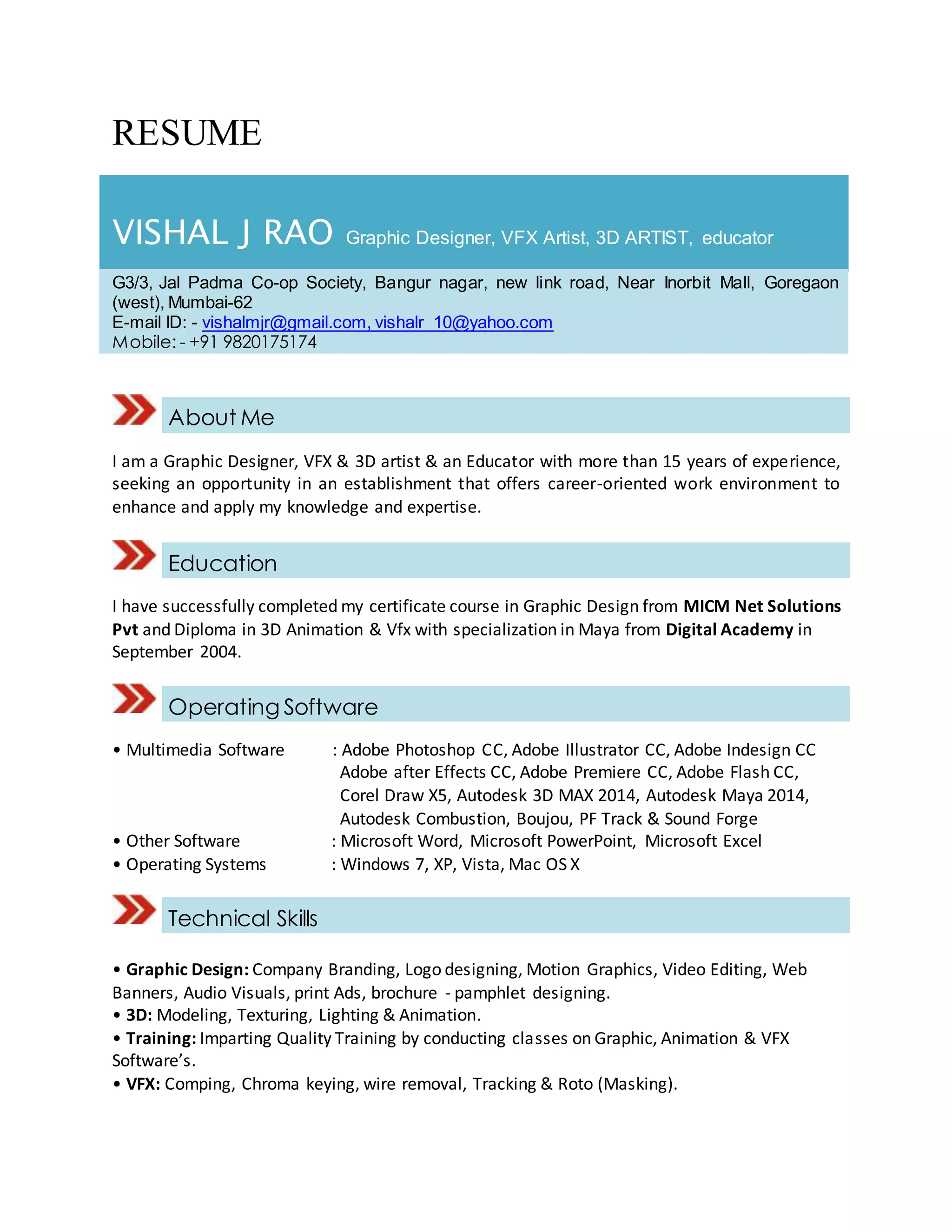 Vishal rao - (Resume) | PDF