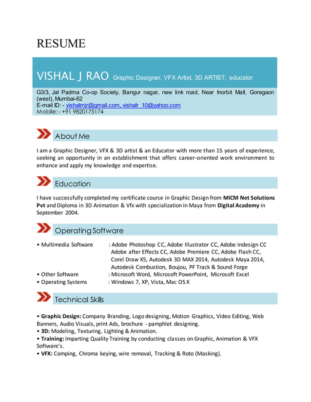 Vishal rao - (Resume) | PDF