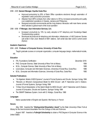 Resume JC Hidalgo - English | PDF