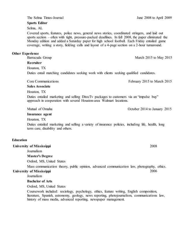 Barrett Welch 2015 resume | PDF