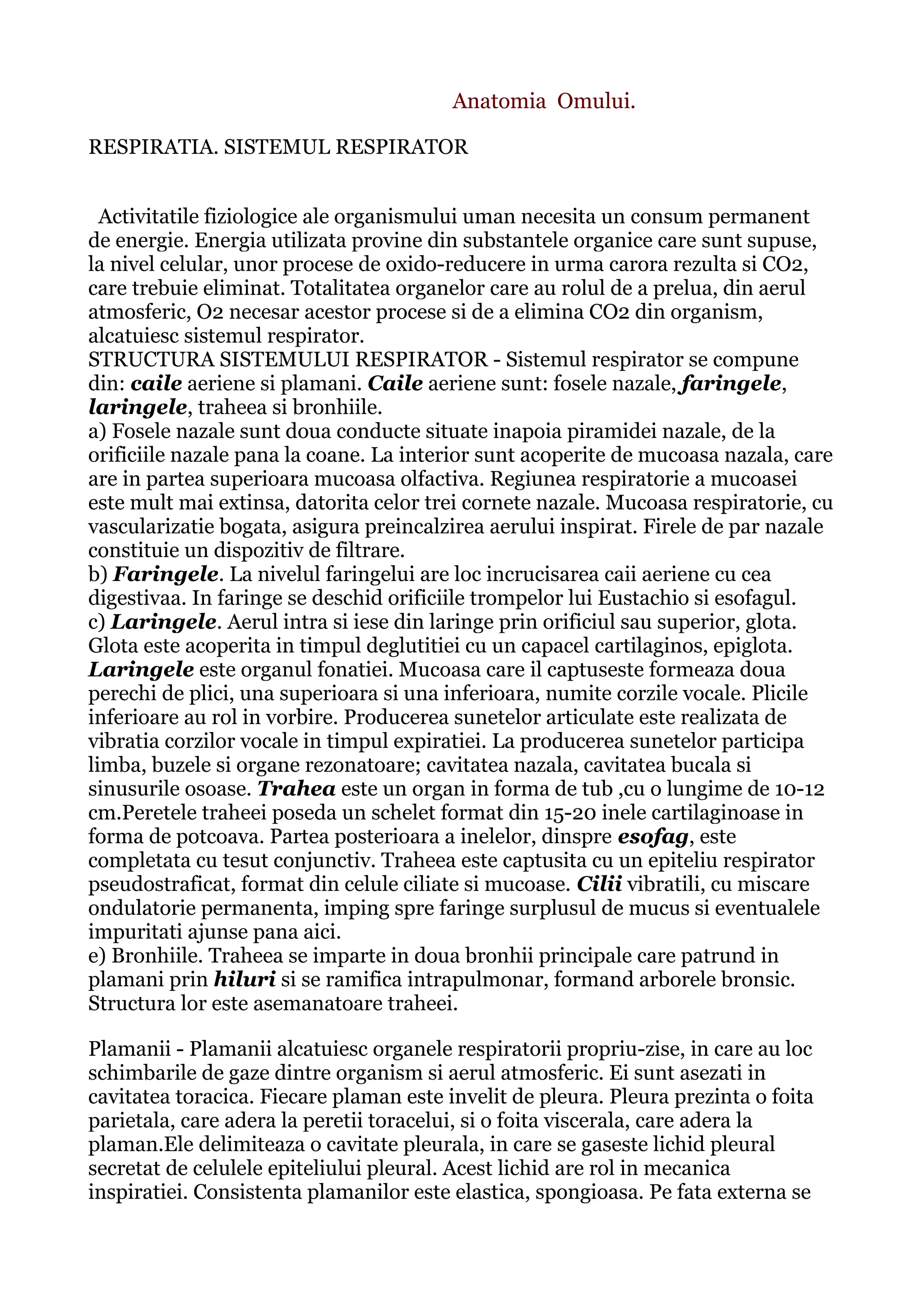 Anatomia Omului. | DOC