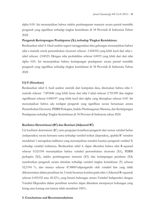 Pengaruh Pertumbuhan Ekonomi, PDRB Perkapita, Indeks Pembangunan Manusia, dan Ketimpangan ...