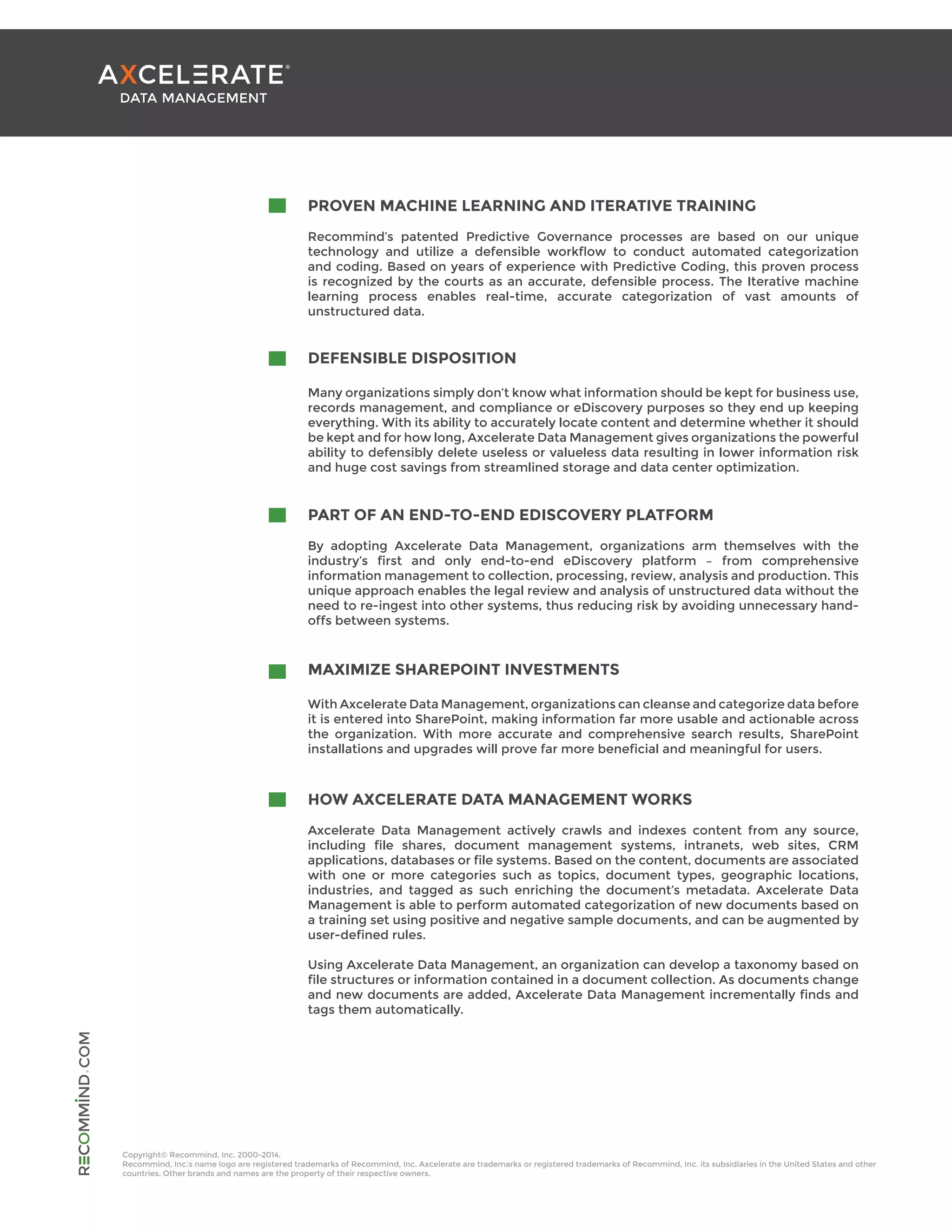 Recommind-AXC-Data-Management-Intelligent-Information-Governance-DS | PDF