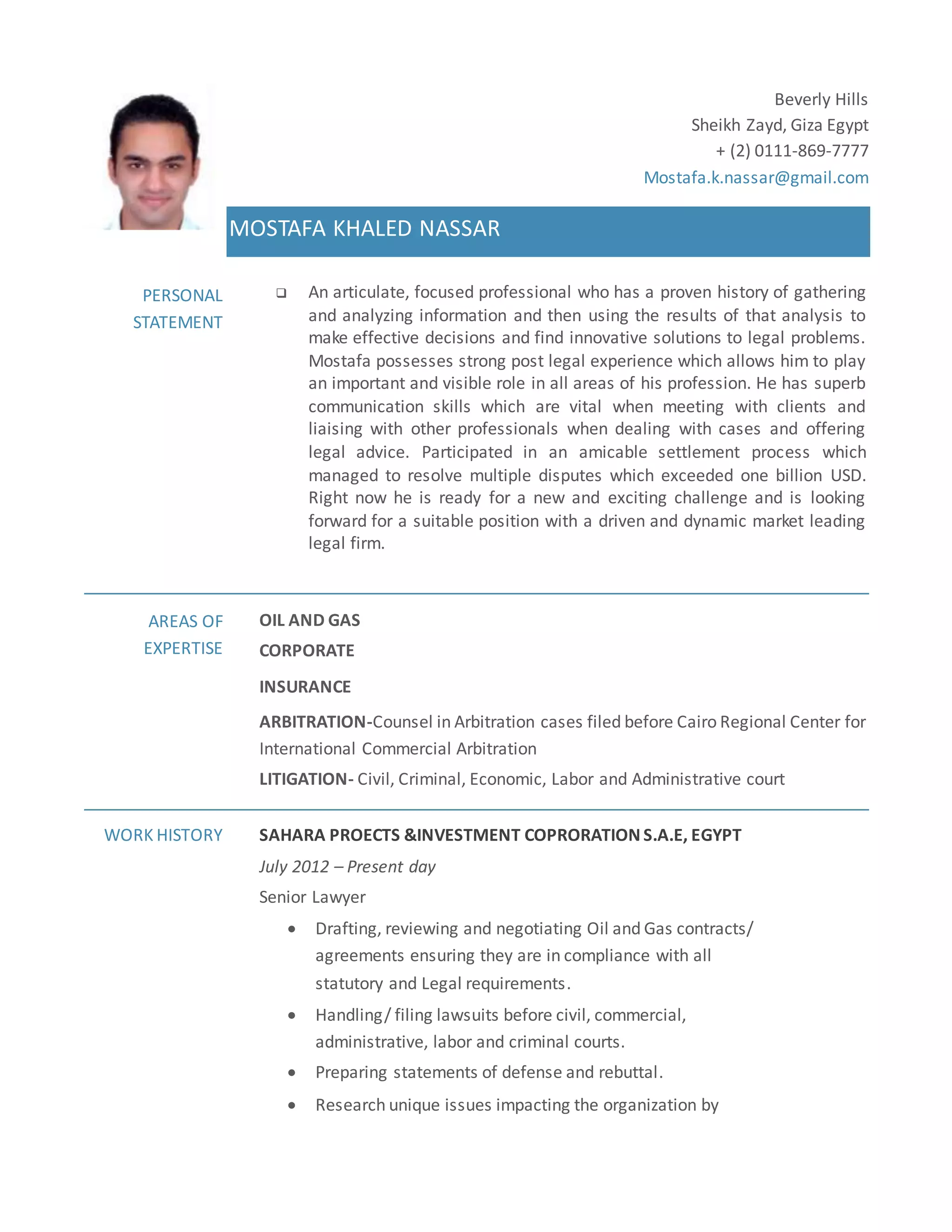 MOSTAFA FINAL CV | DOCX | Legal Services Industry | Industries