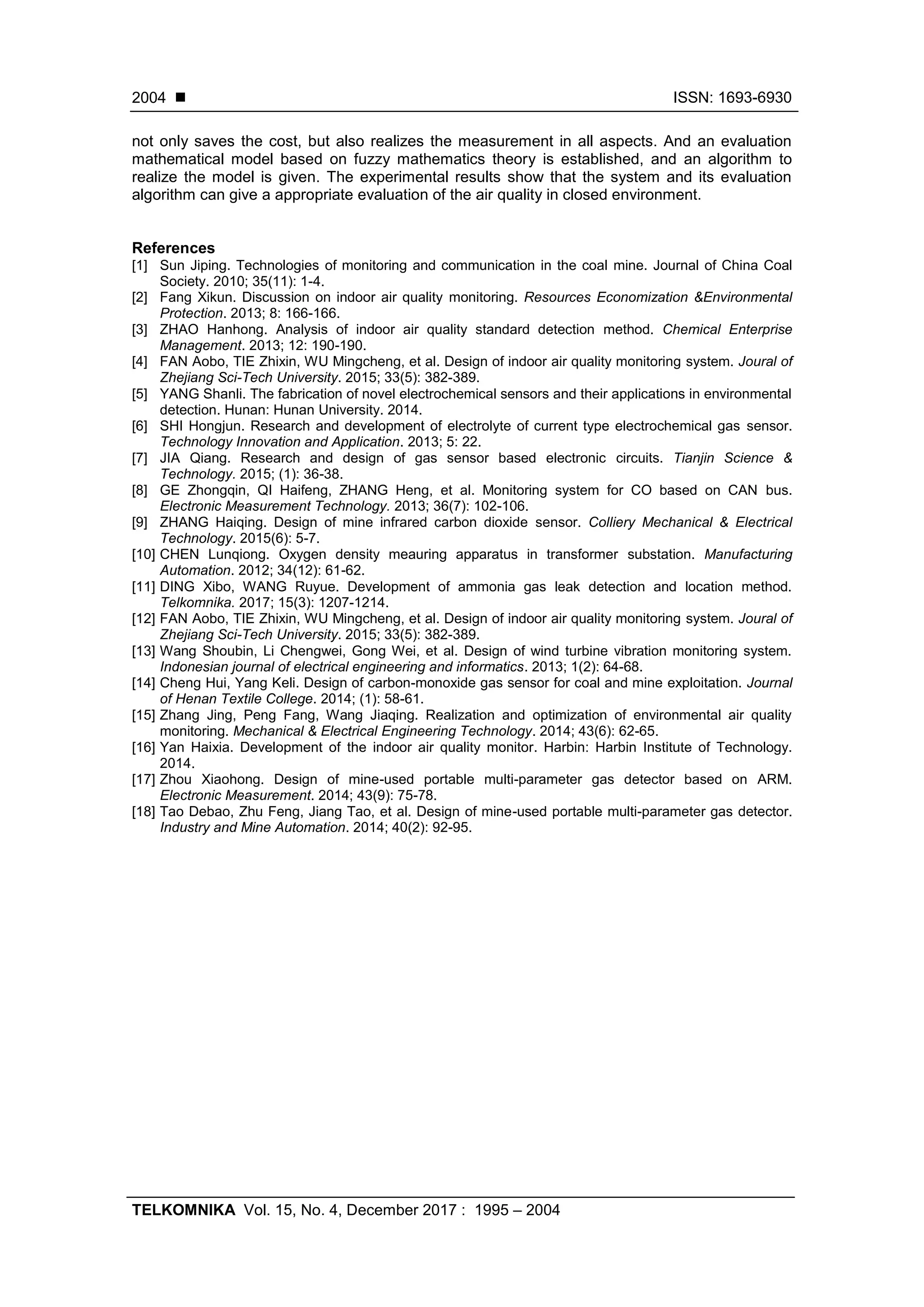 Development Of Air Quality Monitoring System In Closed Environment Pdf Indoor Environmental