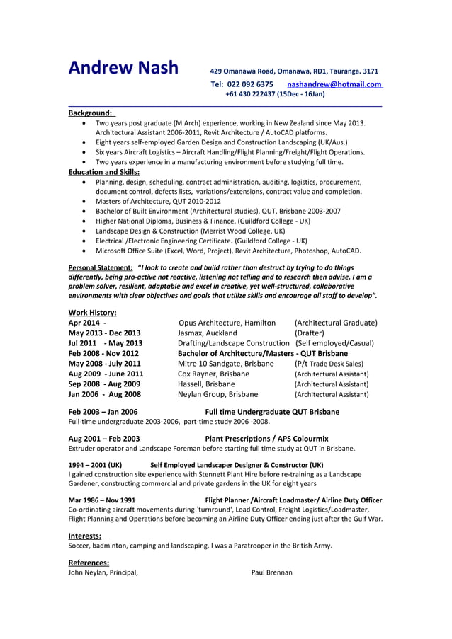 Resume nz - Andrew Nash | PDF