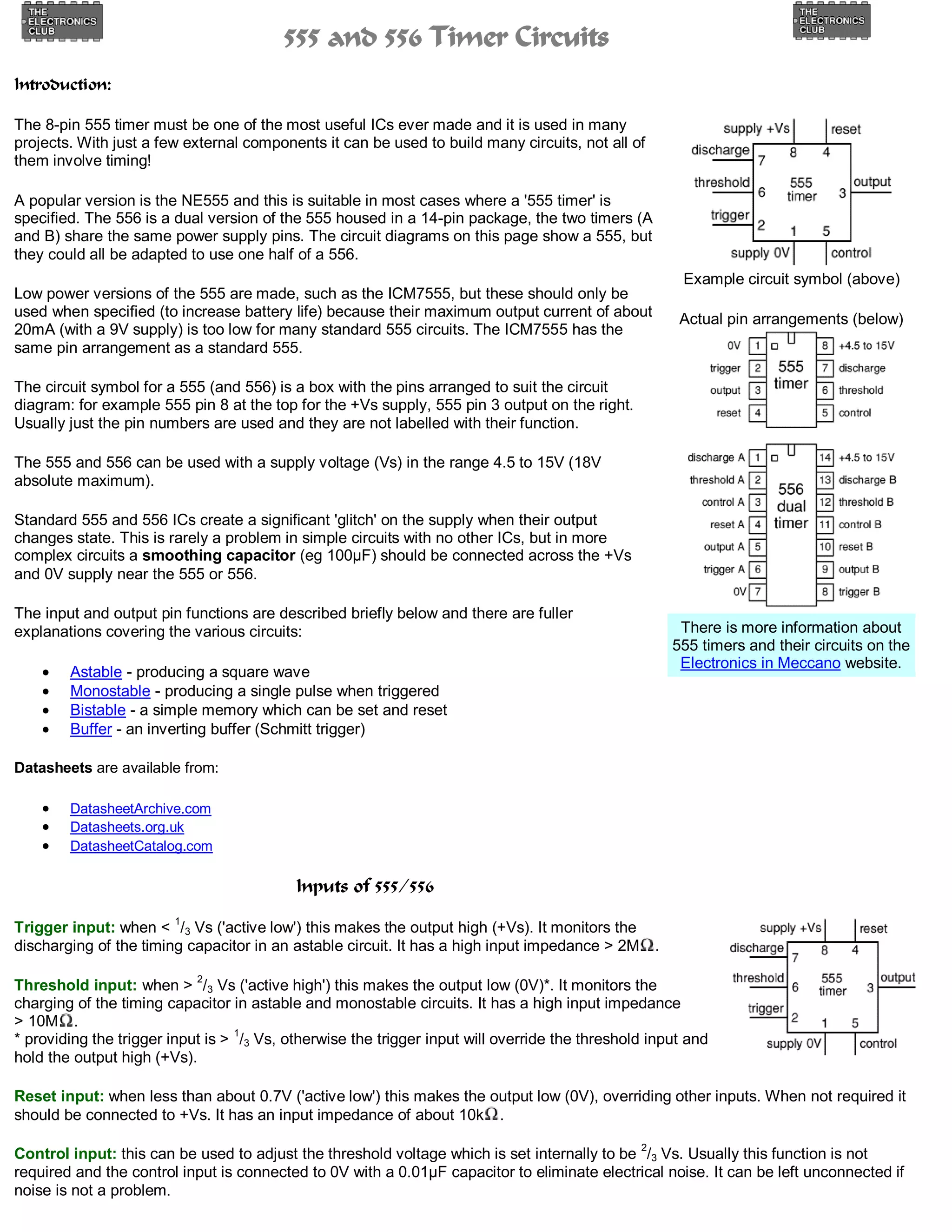 555 And 556 Timer Circuits Pdf