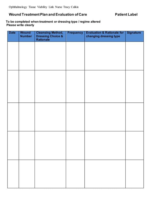 Assessment Chart for Wound Management Patient ID Label | DOCX