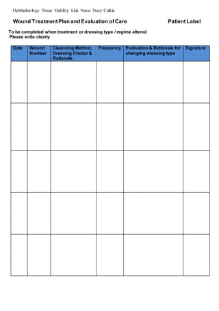 Wound Assessment Chart Template