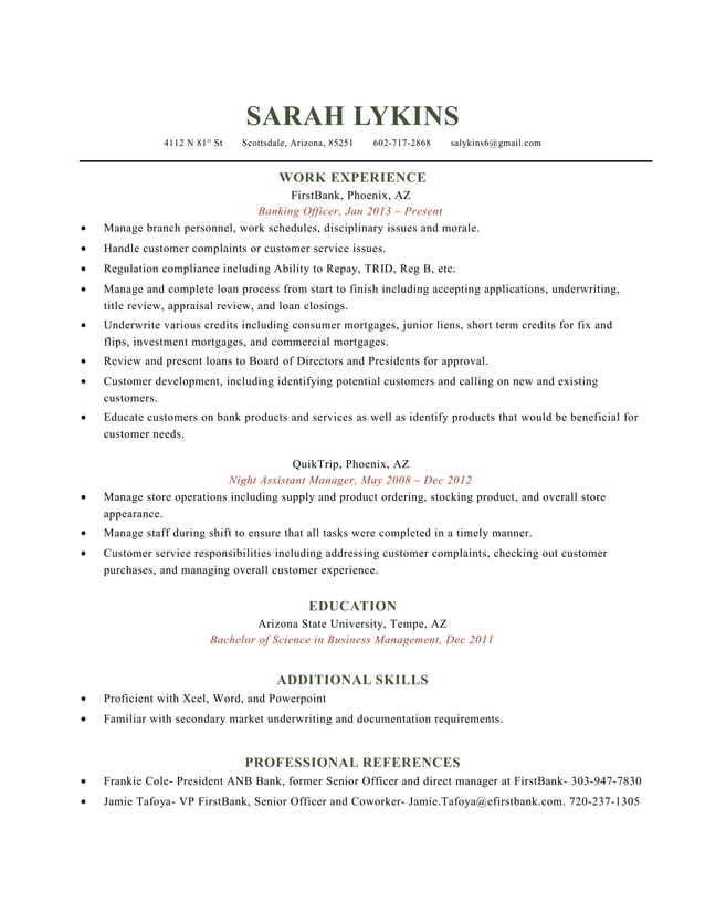 Sarah Lykins Resume | PDF