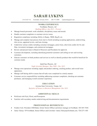 Sarah Lykins Resume | PDF