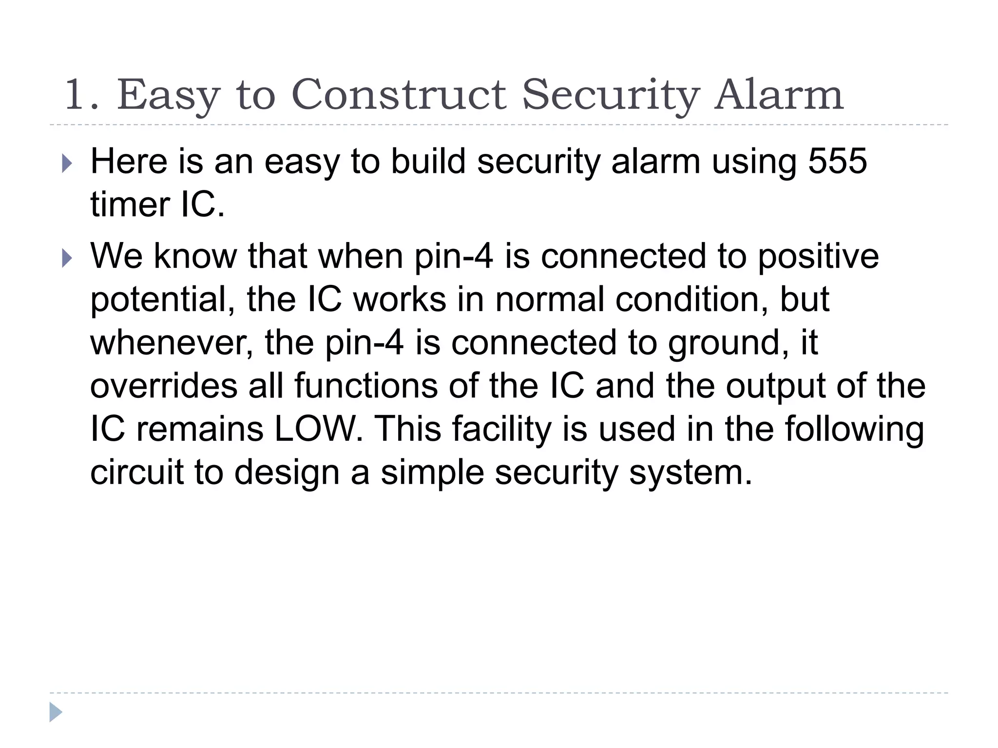 555 timer based electronic circuits | PPTX
