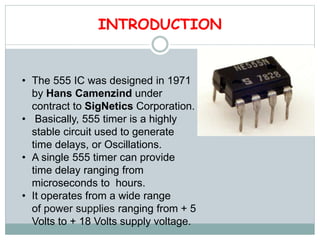 555 Timer integrated circuit and its applications | PPTX