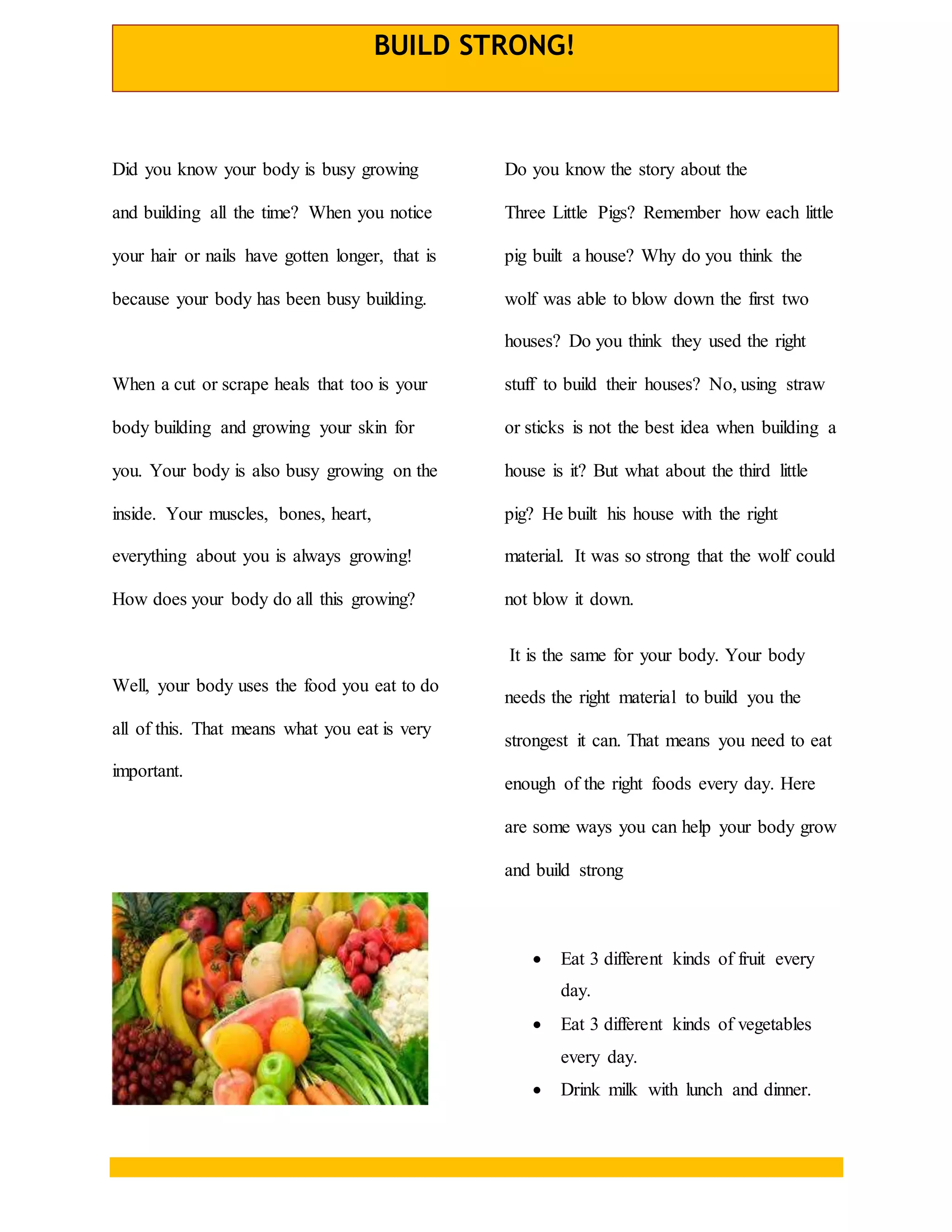 Nutrition Education Flyer 2nd-3rd graders | PDF