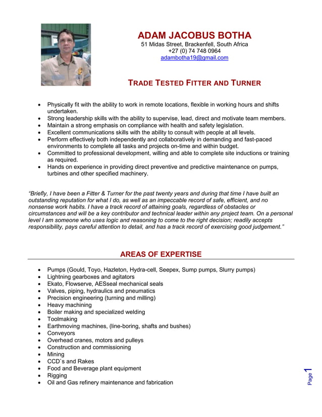 Adam Botha CV | PDF