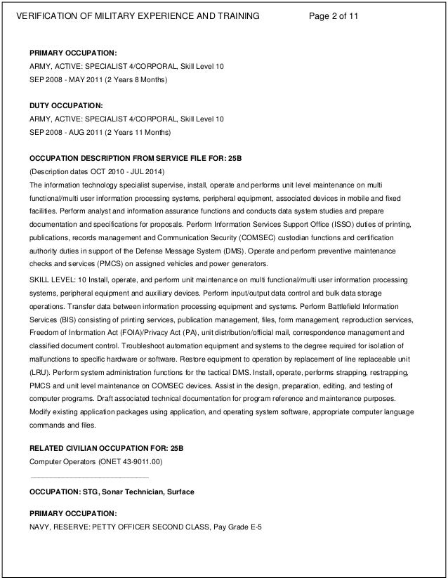 VMET_Document - VERIFICATION OF MILITARY EDUCATION AND TRAINING (2015…