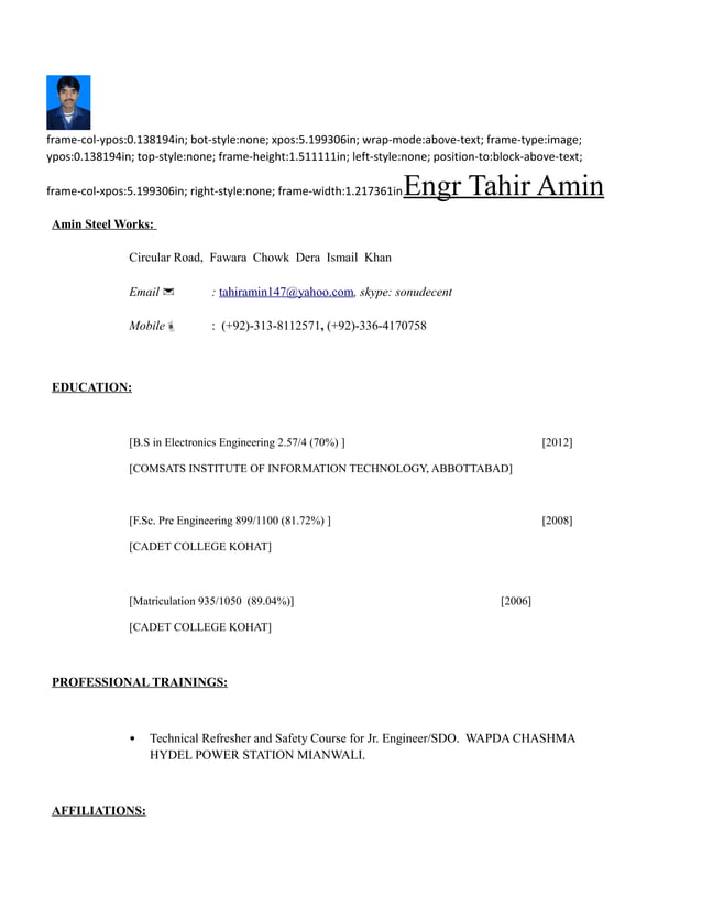 Engr Tahir Amin | DOC | Business | Business and Finance