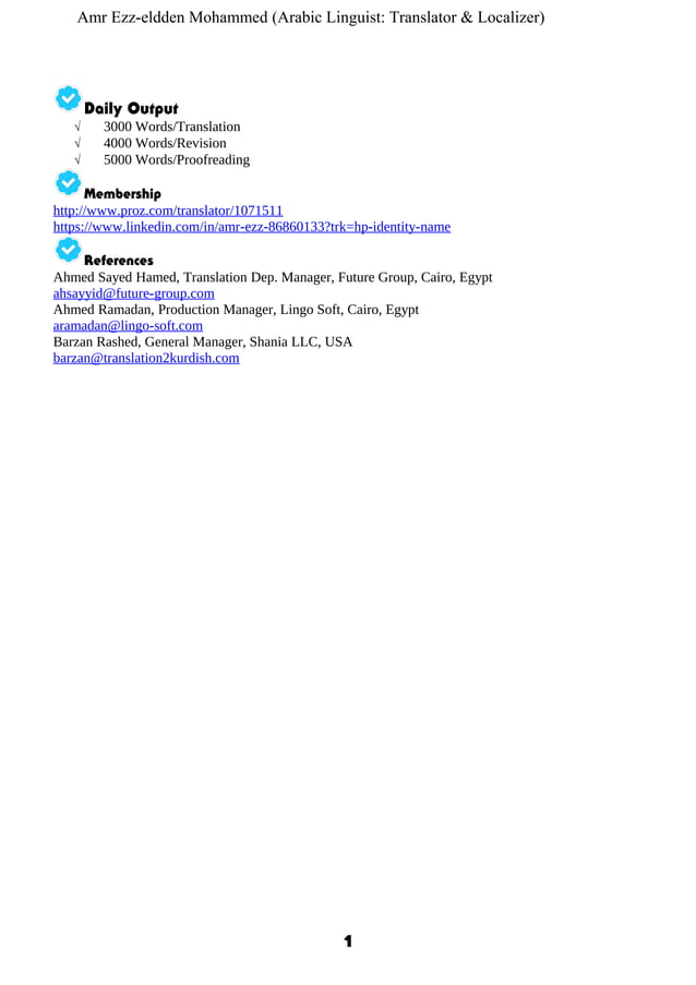 Amr.C.V | DOC | Computer Software and Applications | Computing