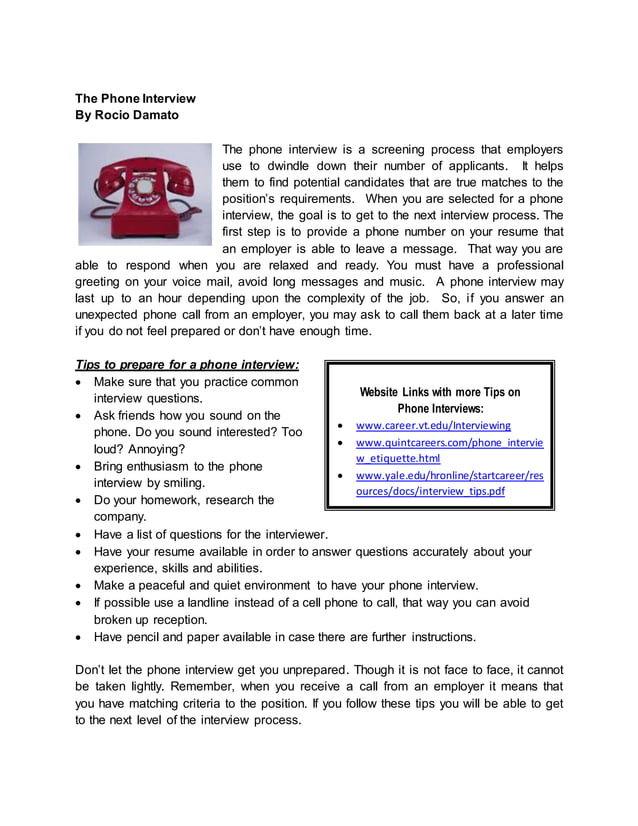 The Phone Interview | PDF