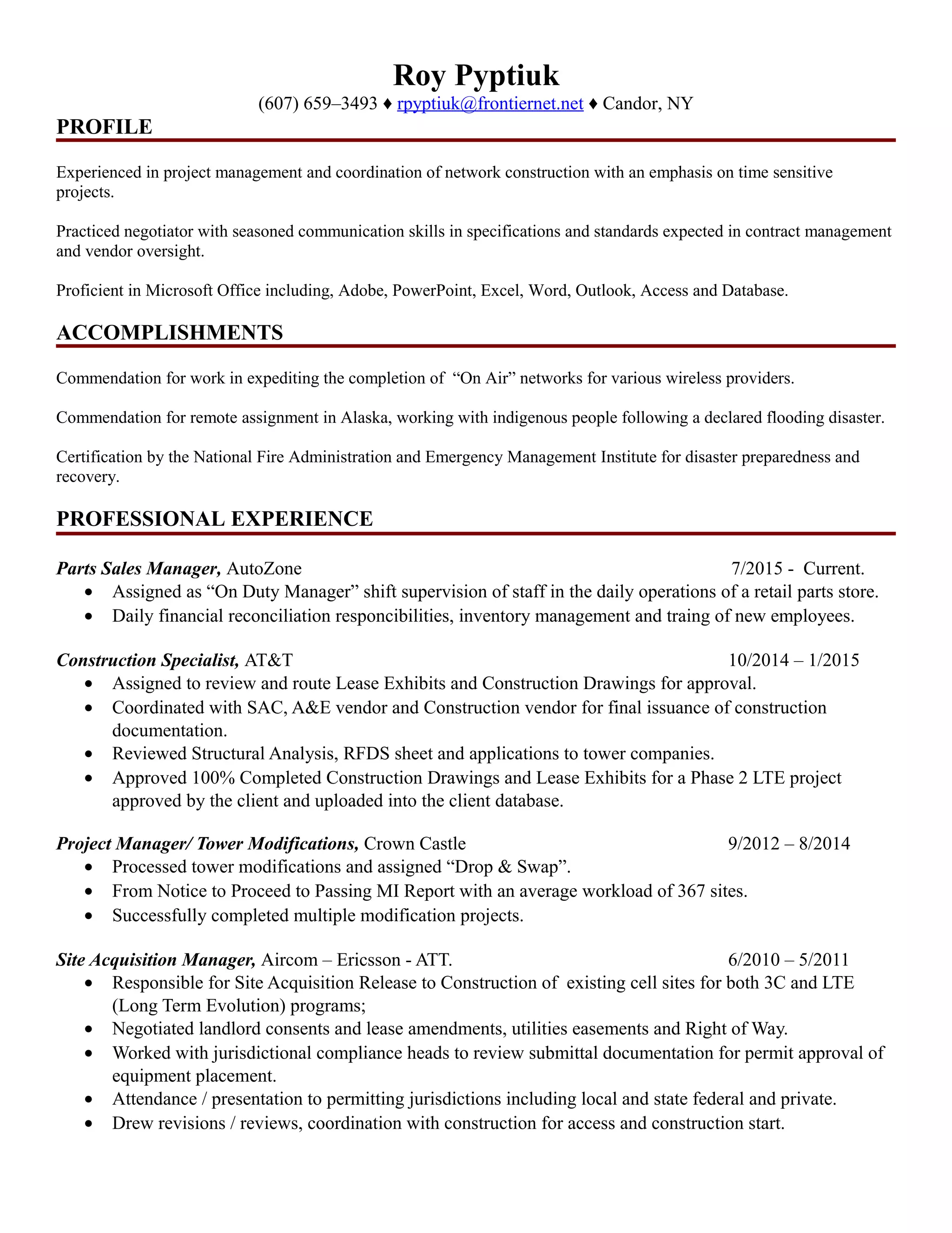 Roy Pyptiuk Resume | PDF