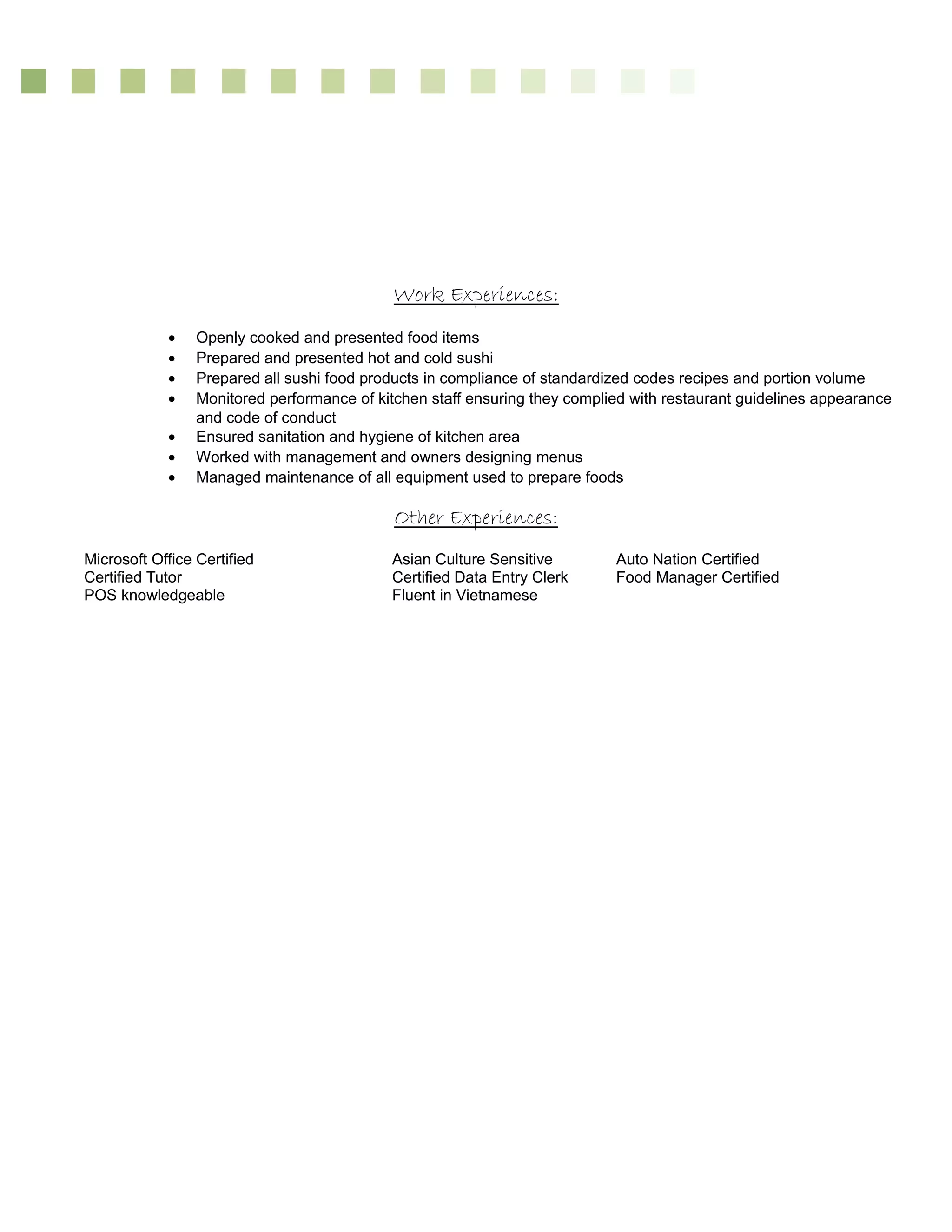 vinnie resume with pix for sushi | DOC