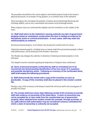 BOP: Inmate Personal Property | PDF