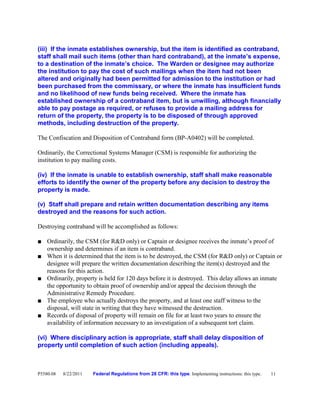 BOP: Inmate Personal Property | PDF