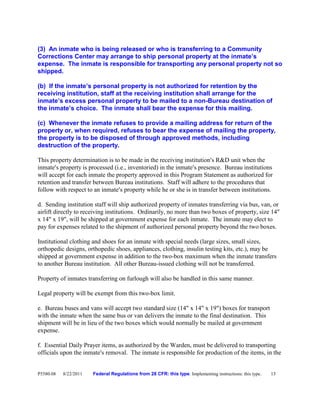BOP: Inmate Personal Property | PDF